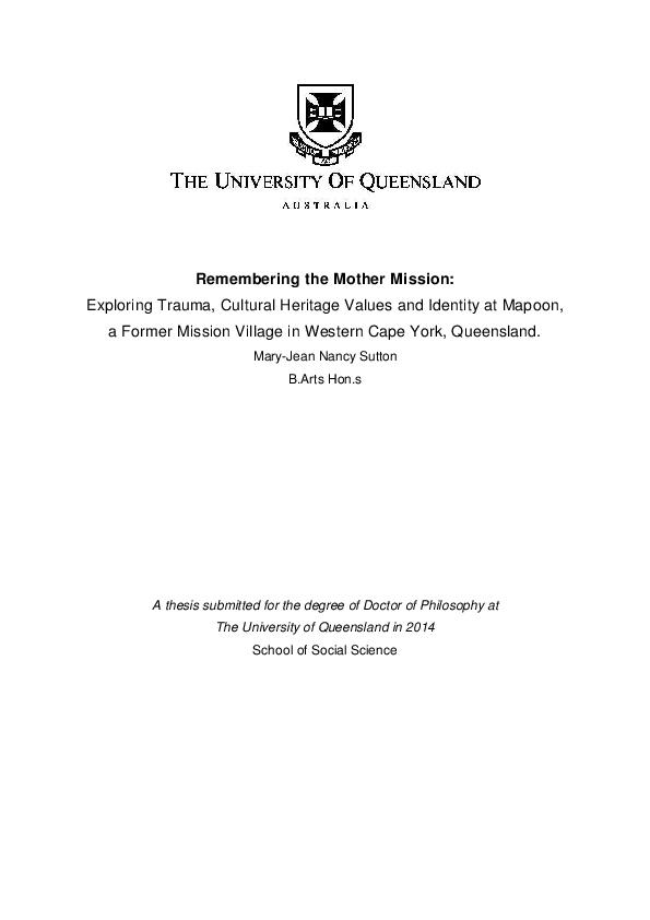 (PDF) Remembering the mother mission: exploring trauma, cultural ...
