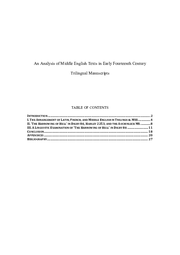 (PDF) An Analysis of Middle English Texts in Early Fourteenth Century ...