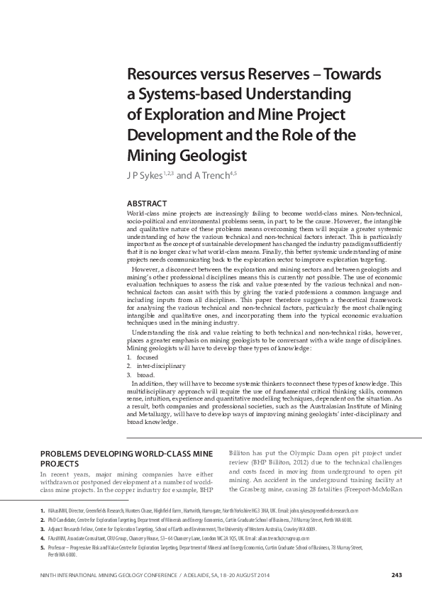 (PDF) Resources Versus Reserves - Towards a Systems-based Understanding ...