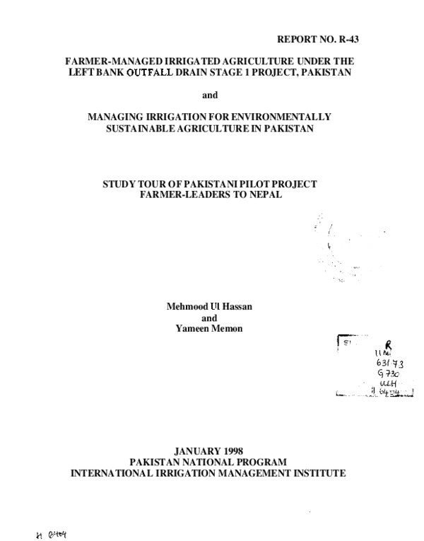 (PDF) FARMER-MANAGED IRRIGATED AGRICULTURE UNDER THE LEFT BANK OUTFALL ...