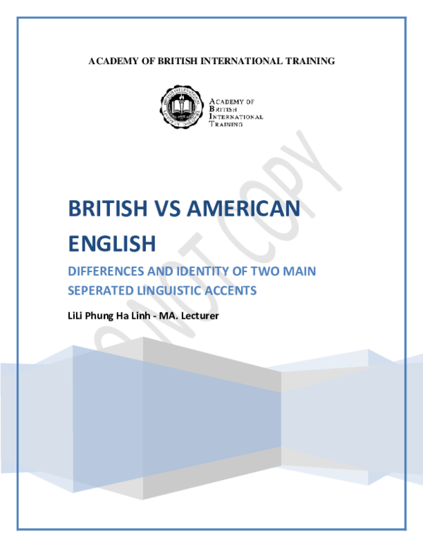 (PDF) BRITISH VS AMERICAN ENGLISH