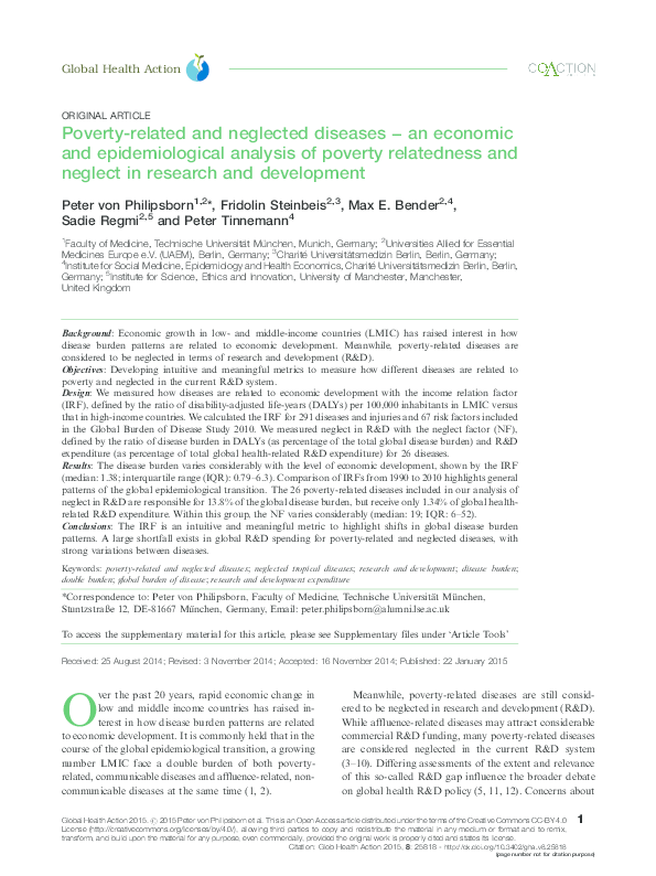 (PDF) Poverty-related and neglected diseases - an economic and ...