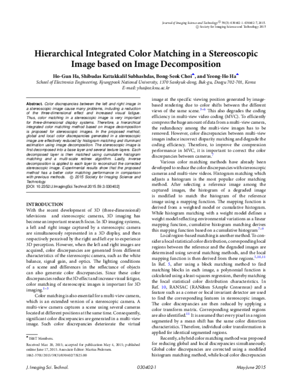 (PDF) Hierarchical Integrated Color Matching in a Stereoscopic Image ...
