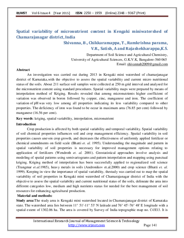 (PDF) Spatial variability of micronutrient content in Kengaki ...