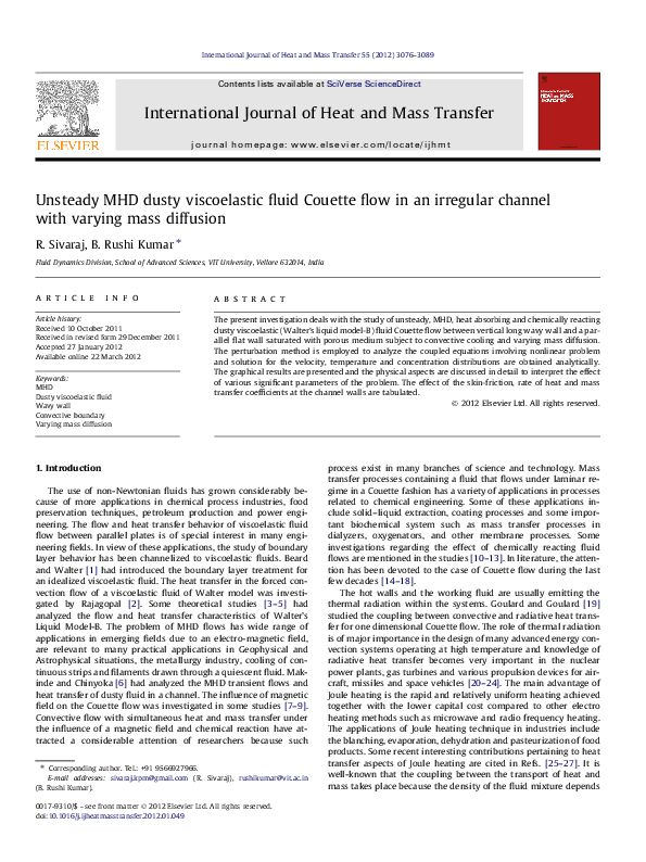 Unsteady MHD dusty viscoelastic fluid Couette flow in an irregular channel with varying mass ...