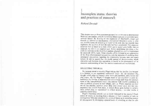 (PDF) Incomplete states: theories and practices of statecraft