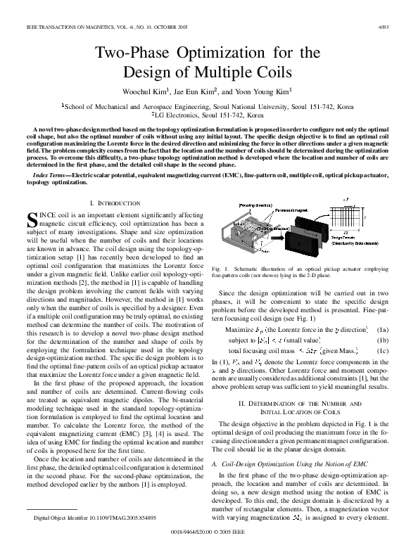 (PDF) Two-phase optimization for the design of multiple coils