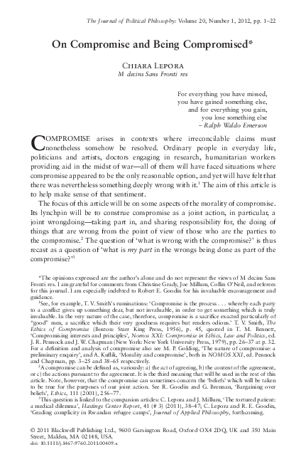 (PDF) On Compromise and Being Compromised