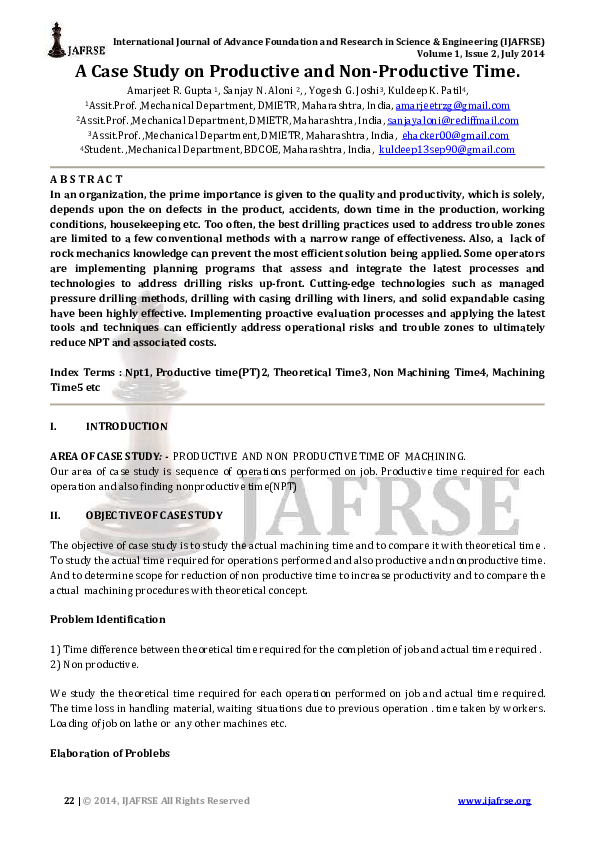 (PDF) A Case Study on Productive and Non-Productive Time.