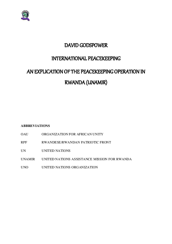 (PDF) AN EXPLICATION OF THE UNITED NATIONS PEACEKEEPING OPERATION IN ...