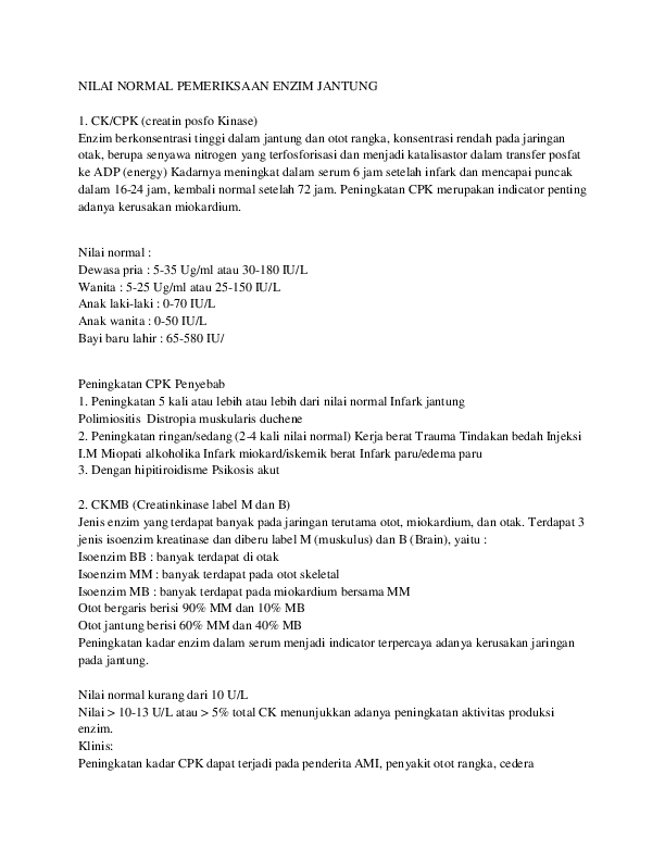 NILAI NORMAL PEMERIKSAAN ENZIM JANTUNG