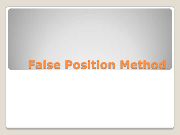 Pdf False Position Method