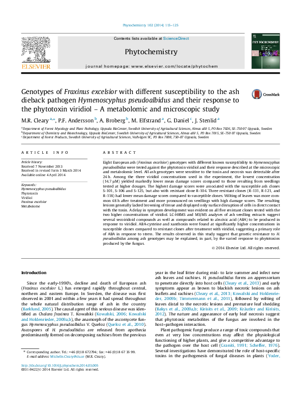 (PDF) Genotypes of Fraxinus excelsior with different susceptibility to the ash dieback pathogen ...
