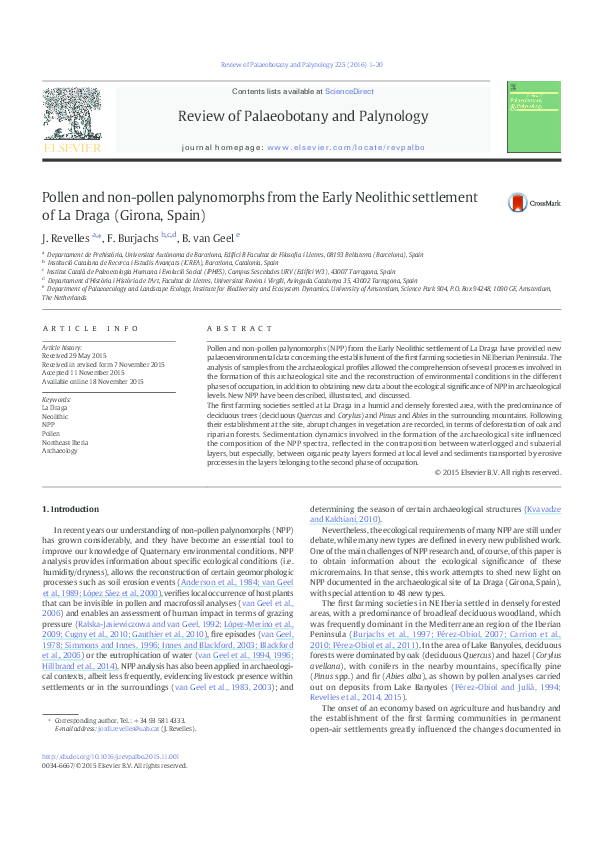 (PDF) Pollen and non-pollen palynomorphs from the Early Neolithic ...