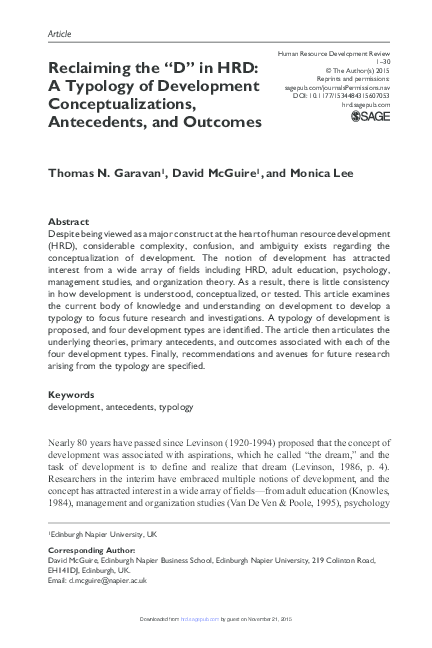 (PDF) Reclaiming the “D” in HRD: A Typology of Development ...