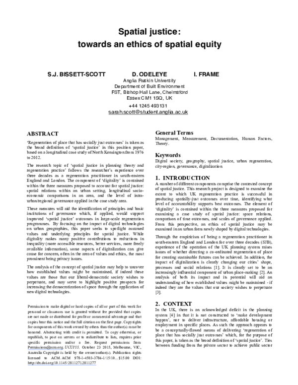(PDF) Spatial justice towards an ethics of spatial equity final copy