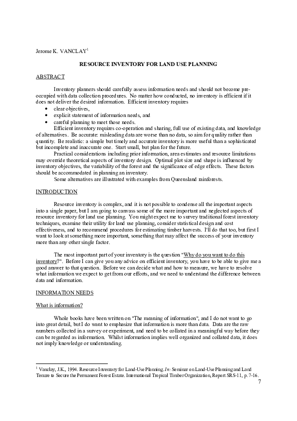 (PDF) Resource Inventory for Land-Use Planning