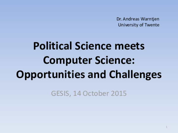 (PDF) Political Science meets Computer Science | Andreas Warntjen ...