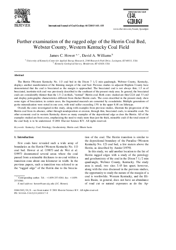 (PDF) Further examination of the ragged edge of the Herrin Coal Bed, Webster County, Western ...