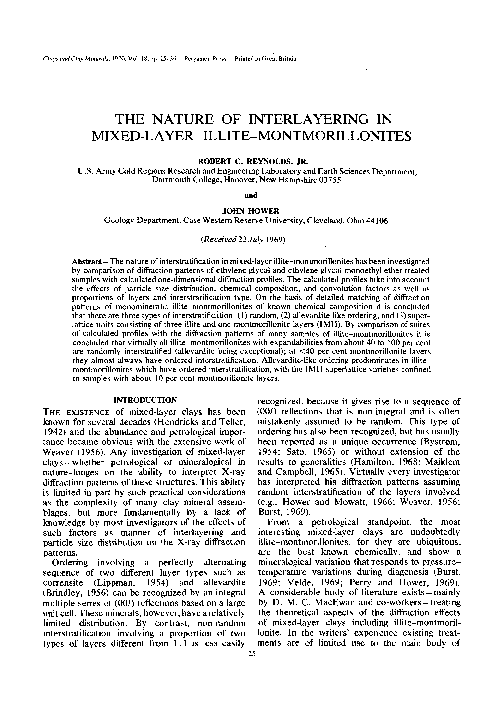 (PDF) The Nature of Interlayering in Mixed-Layer Illite-Montmorillonites