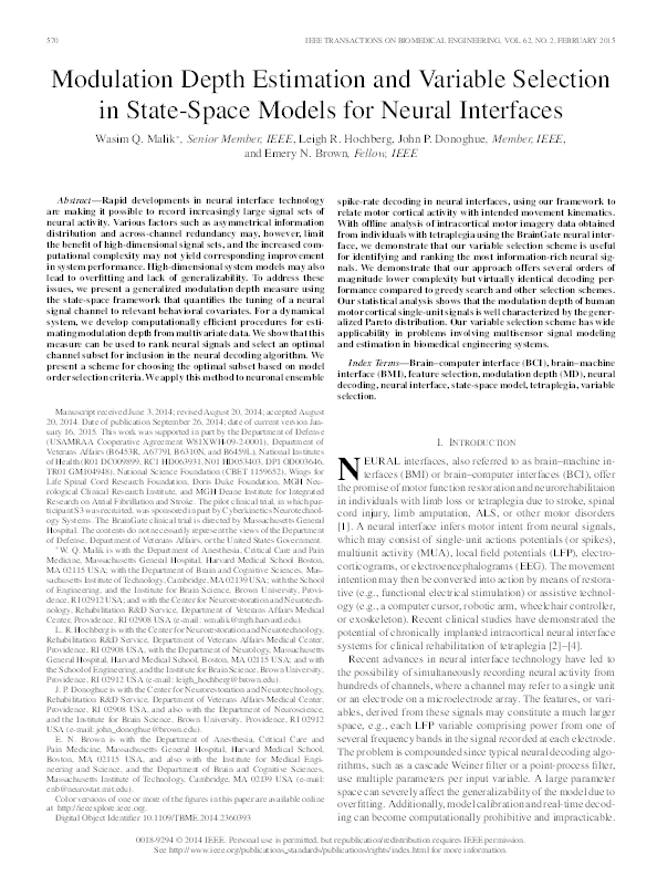 Pdf Modulation Depth Estimation And Variable Selection In State Space 4641