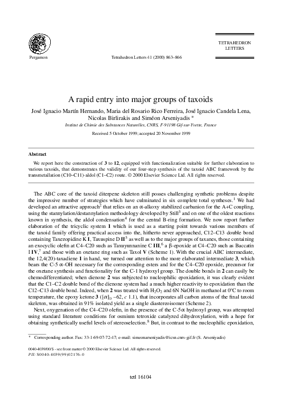 (PDF) A rapid entry into major groups of taxoids