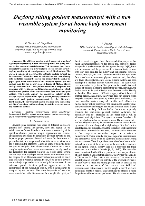 (PDF) Daylong sitting posture measurement with a new wearable system ...