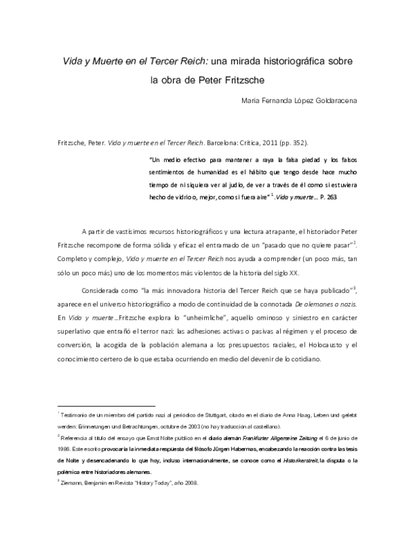 (PDF) Vida y Muerte en el Tercer Reich: una mirada historiográfica ...