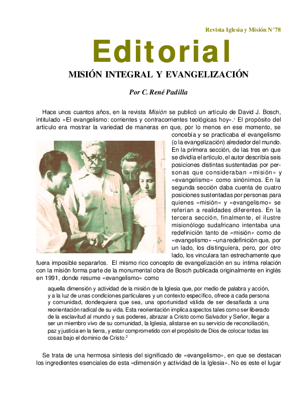 (PDF) Rene Padilla Mision Integral y Evangelizacion Iglesia y Misi