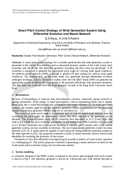 (PDF) Smart Pitch Control Strategy of Wind Generation System Using ...