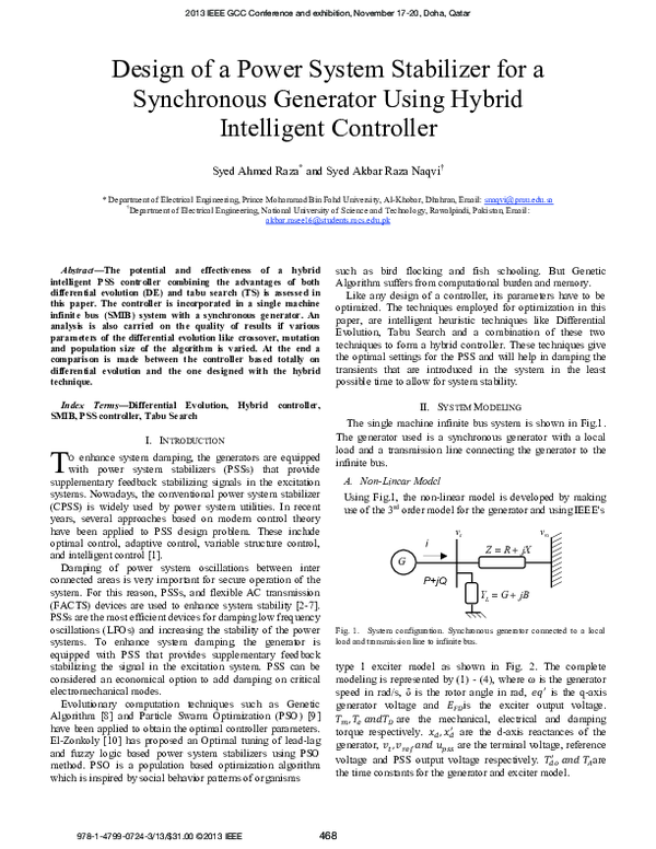 (PDF) Design of a Power System Stabilizer for a Synchronous Generator ...