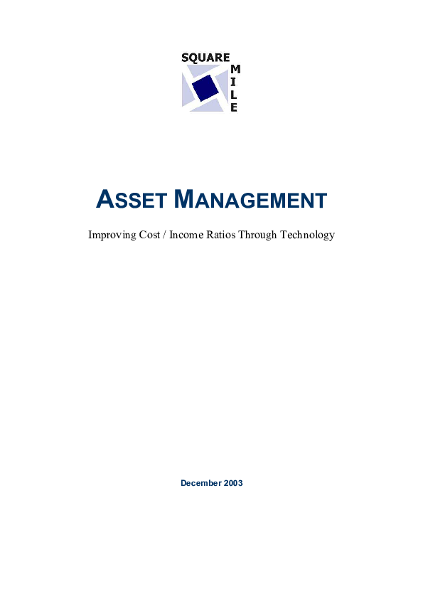 (PDF) ASSET MANAGEMENT - Improving cost / income ratios