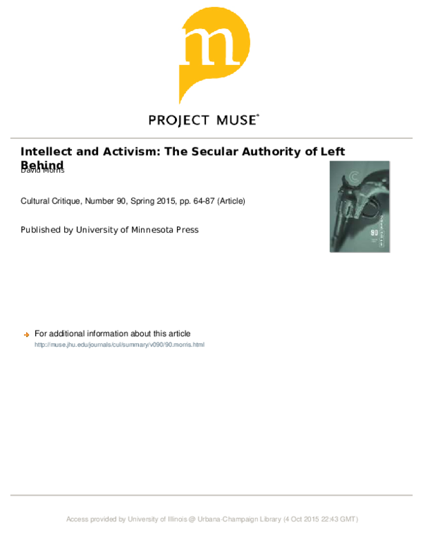 (PDF) Intellect and Activism: The Secular Authority of Left Behind