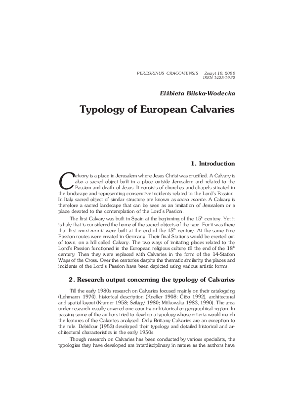 Typology of European Calvaries