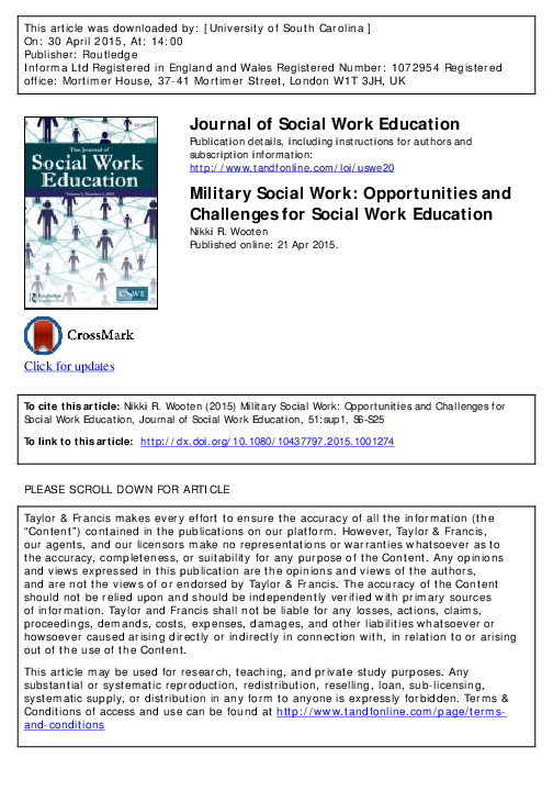 (PDF) Military Social Work: Opportunities and Challenges for Social ...