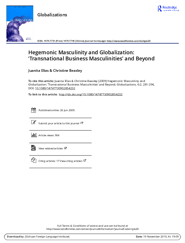 (PDF) Hegemonic masculinity and globalization2