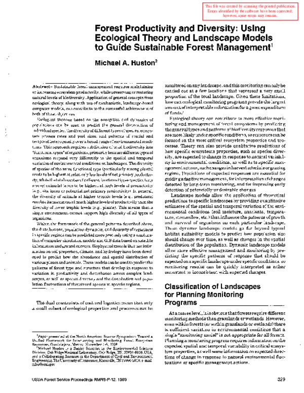 (PDF) Forest productivity and diversity: Using ecological theory and ...