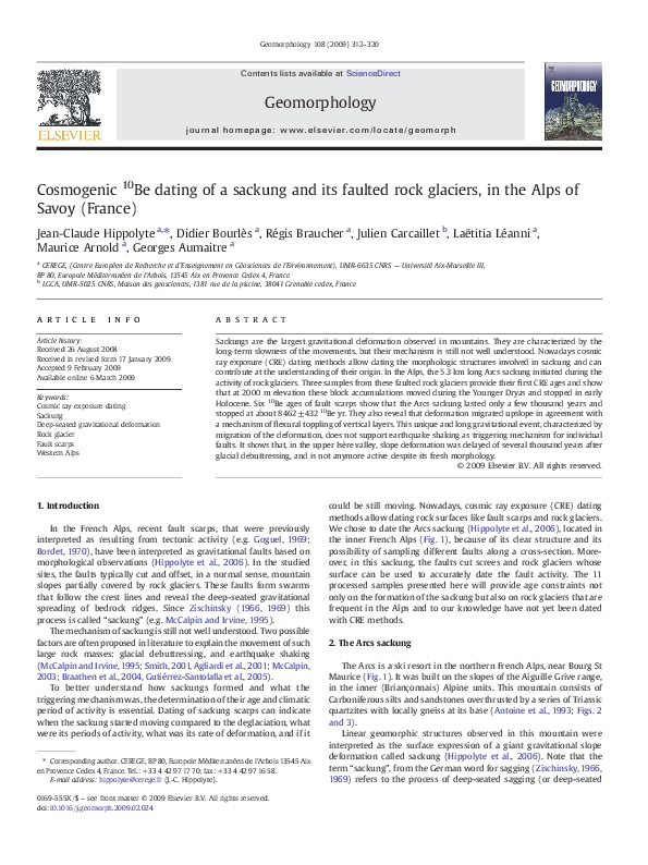 (PDF) Cosmogenic 10Be dating of a sackung and its faulted rock glaciers ...