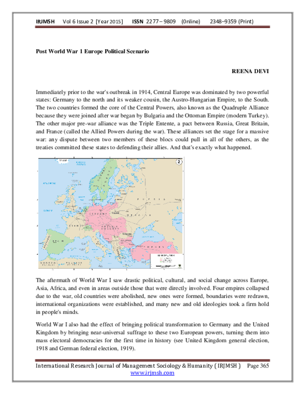 (PDF) Post World War 1 Europe Political Scenario