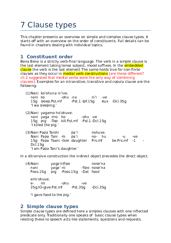 (DOC) Chapter 7: Clause types