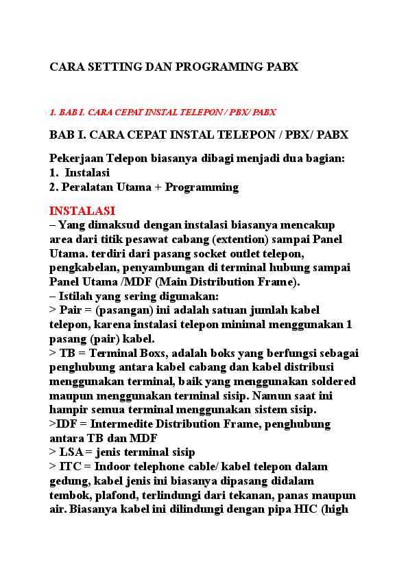 (DOC) CARA SETTING DAN PROGRAMING PABX