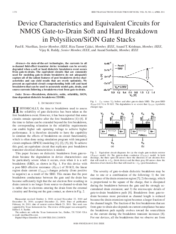(PDF) Equivalent Electrical Circuit Model for the Post-Breakdown ...