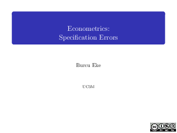 (PDF) Econometrics: Specification Errors