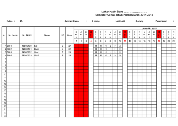 (XLS) ABSENSI SISWA REKAP OTOMATIS