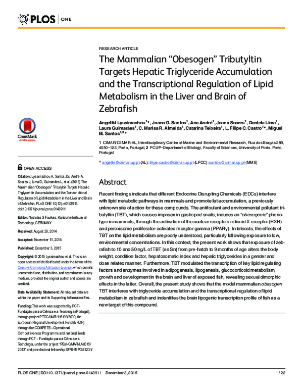 (PDF) The Mammalian “Obesogen” Tributyltin Targets Hepatic Triglyceride ...