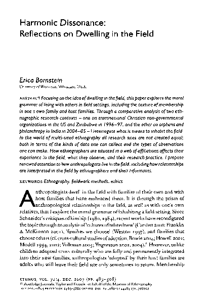 (PDF) Harmonic Dissonance: Reflections on Dwelling in the Field
