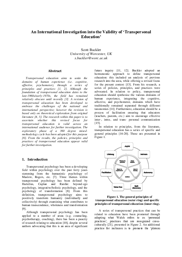 (PDF) An international investigation into the validity of transpersonal ...