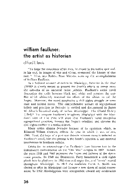(PDF) William Faulkner: the artist as historian