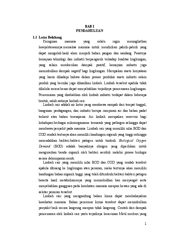 (DOC) BAB I pengolahan limbah cair print