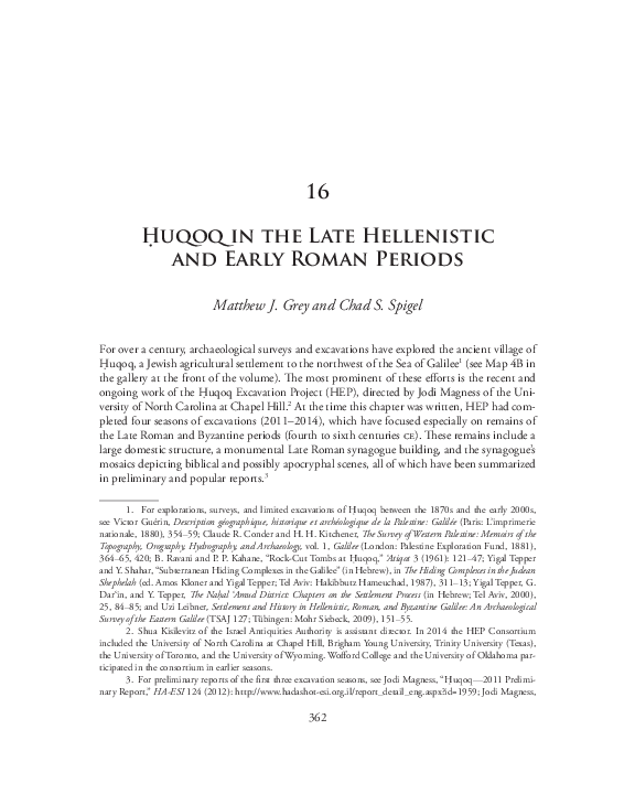 Huqoq in the Late Hellenistic and Early Roman Periods